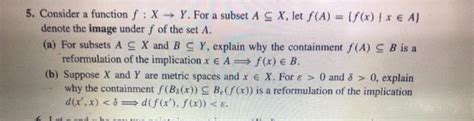 solved 5 consider a function f x→y for a subset a⊆x let