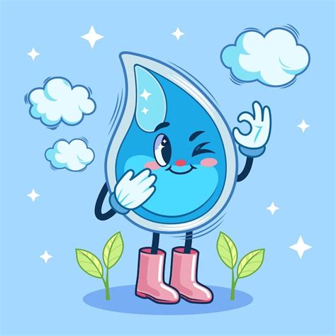 Dibujado A Mano Ilustraci N De Dibujos Animados De Gota De Agua