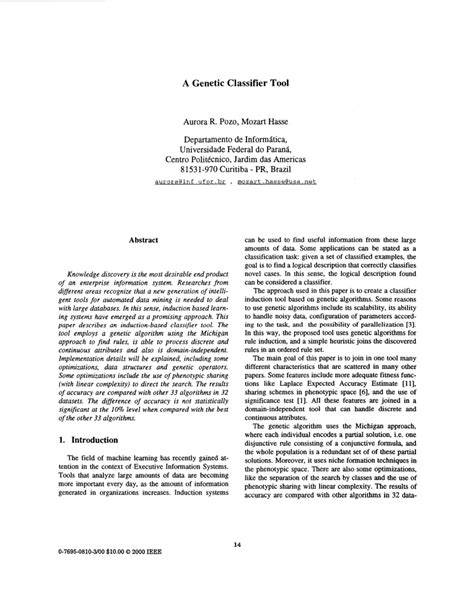 pdf a genetic classifier tool