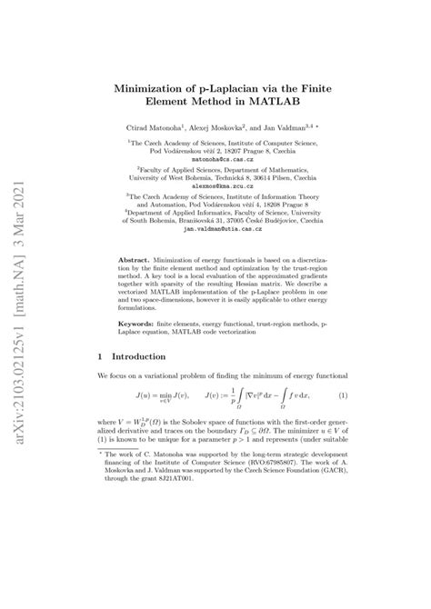 minimization of p laplacian via the finite element method in matlab deepai