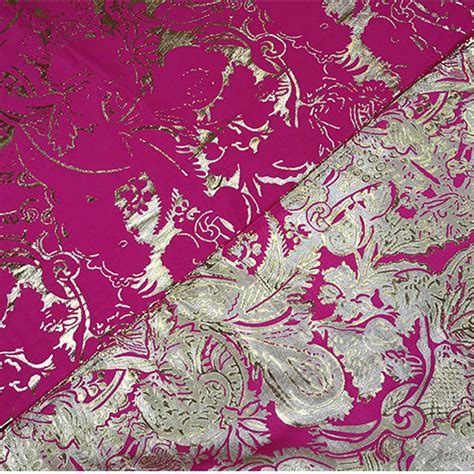 Gold Floral Emboss Jacquard Fabric Lame Brocade Damask For Etsy