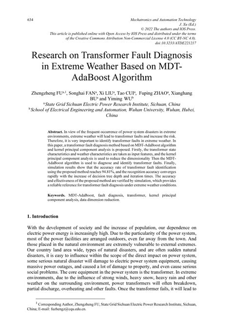 pdf research on transformer fault diagnosis in extreme weather based on mdt adaboost algorithm
