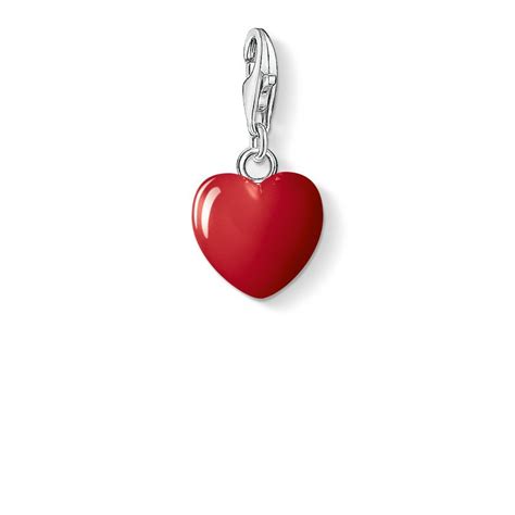 Thomas Sabo Charm Anhänger Rotes Herz aus 925 Sterlingsilber Kalte