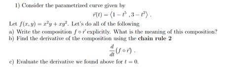solved 1 consider the parametrized curve given by
