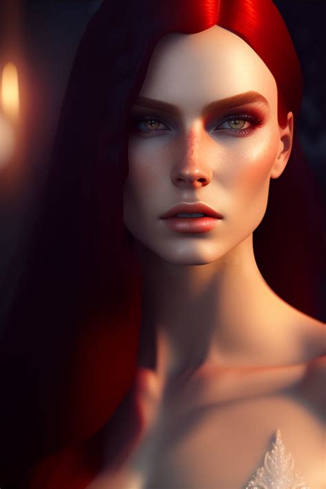 Lexica Red Long Hair Pale Skin White Skin Vampire Fantasy Sharp Focus Digital Art Hyper