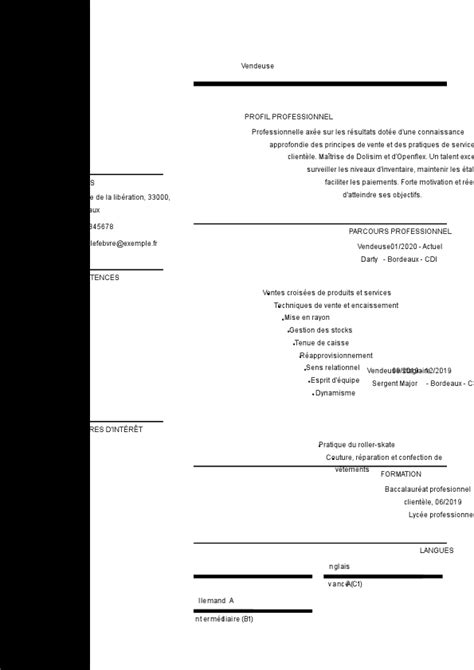 Cv Vendeuse Cv Vendeur Exemples Et Guide Moncvparfait The Best