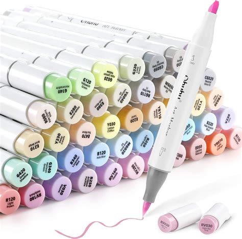 Ohuhu Markers Pastel Alcohol Based 48 Pastel Colors Double Tipped