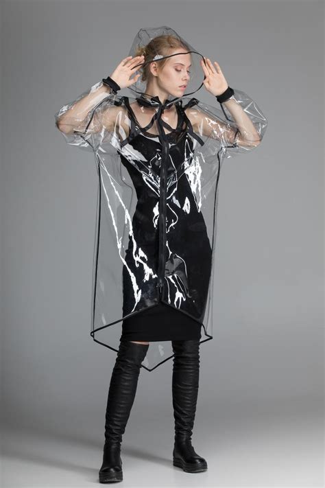 Transparent PVC Raincoat Waterproof Long Rain Jacket Clear Coat