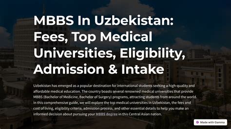PPT MBBS In Uzbekistan Fees Top Medical Universities Eligibility