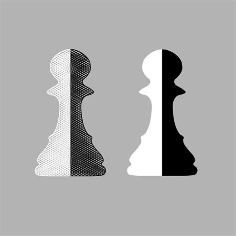 Peones De Ajedrez En Blanco Y Negro Vector Premium