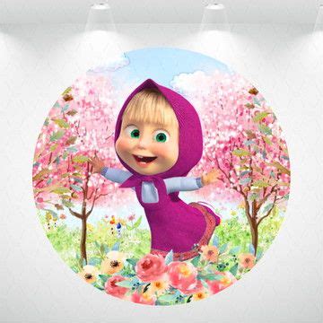 Painel Da Masha E O Urso 1 00m Redondo Sublimado Elo7 Masha E O