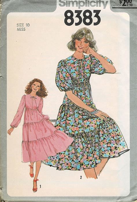 Simplicity 8383 Vntg BOHO Tiered Dress Pattern Size 10 UNCUT By