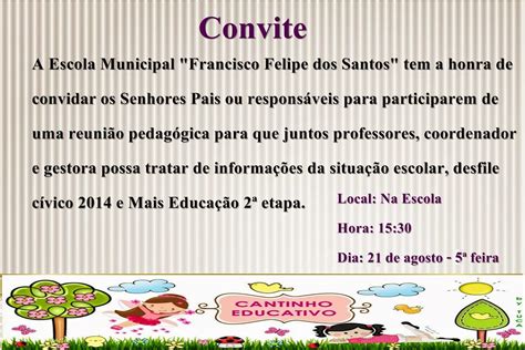 Modelo De Convite Para Reunião De Pais E Mestres A1F Reunião de pais