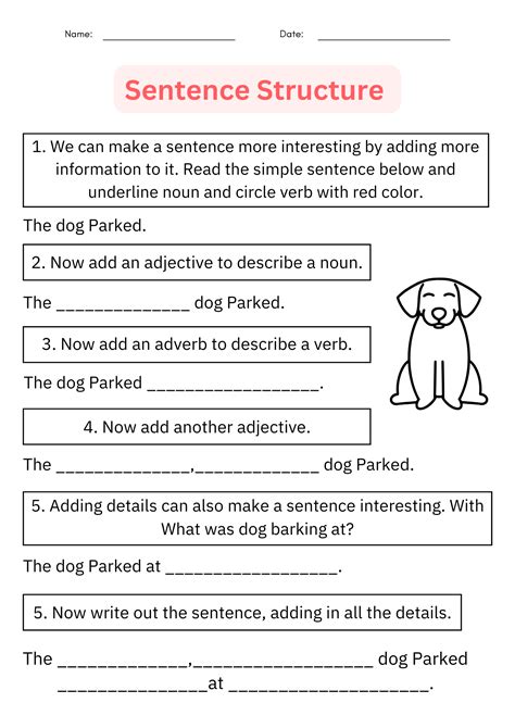 Writing Sentences Sentence Structure Worksheet Digital Printable