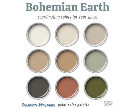 Sherwin Williams Boho Paint Color Palette Bohemian Earth Color Scheme