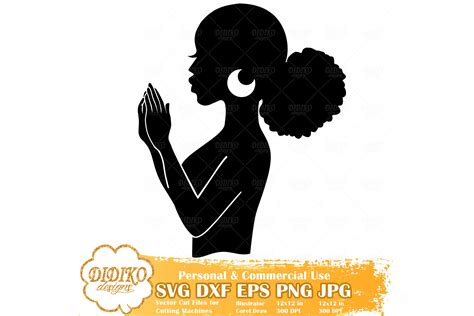 Praying Black Woman SVG 1 Afro Woman Cricut File DIDIKO Designs