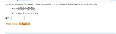 solved use the vector valued function r t to find the