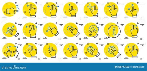 Touchscreen Gesture Line Icons Hand Swipe Slide Gesture Multitasking