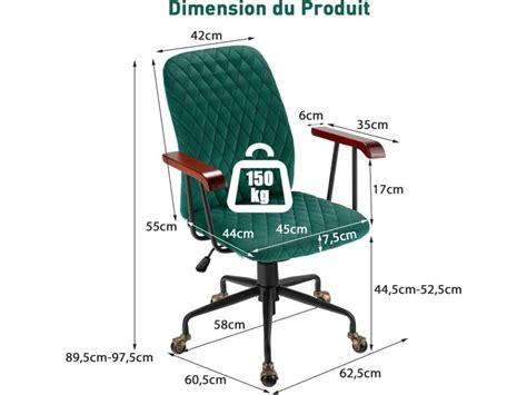 Costway fauteuil de bureau à roulette en velours chaise pivotante