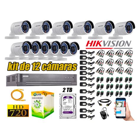 Ripley HIKVISION CÁMARAS DE SEGURIDAD KIT 12 EXTERIOR HD 720P
