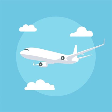 Avião voando no céu nublado ilustração de avião em um estilo plano