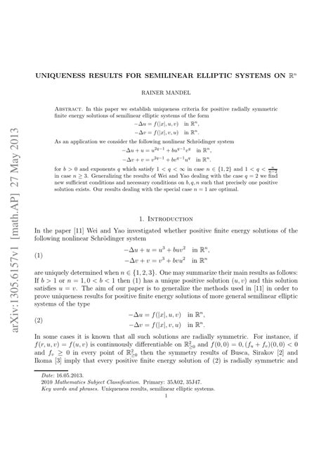 pdf uniqueness results for semilinear elliptic systems on r n