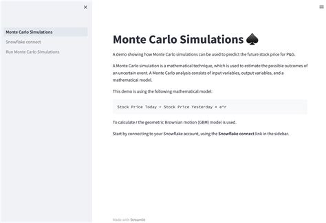 monte carlo simulations with streamlit