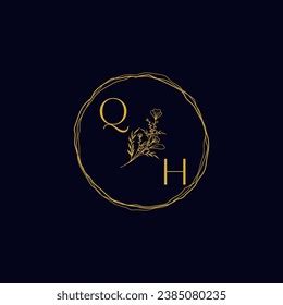 Qh Elegant Wedding Initial Logo High Stock Vector Royalty Free