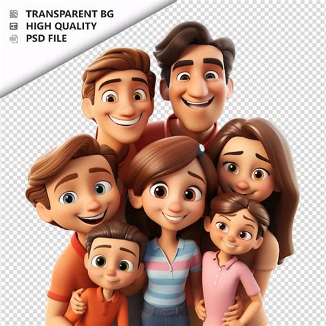 La Feliz Familia Latina En 3d Estilo De Dibujos Animados Con Fondo