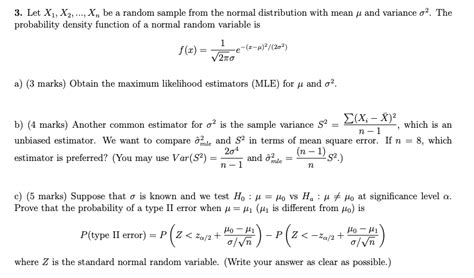 solved 3 let x1 x2 xn be a random sample from the