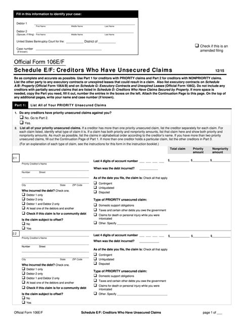 Official Form F Fill Online Printable Fillable Blank PdfFiller