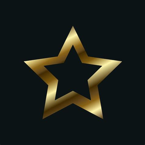 Diseño de vector de estrella dorada aislado sobre fondo oscuro y botón