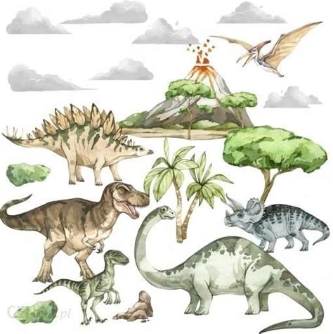 DUŻE NAKLEJKI NA ŚCIANĘ DINOZAURY ZESTAW XL OZDOBA DEKORACJA PREZENT