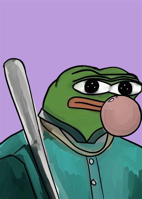 Meme Pepe Baseball Poster Picture Metal Print Paint By Eunoia