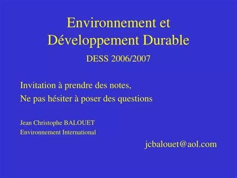 PPT Environnement et Développement Durable PowerPoint Presentation
