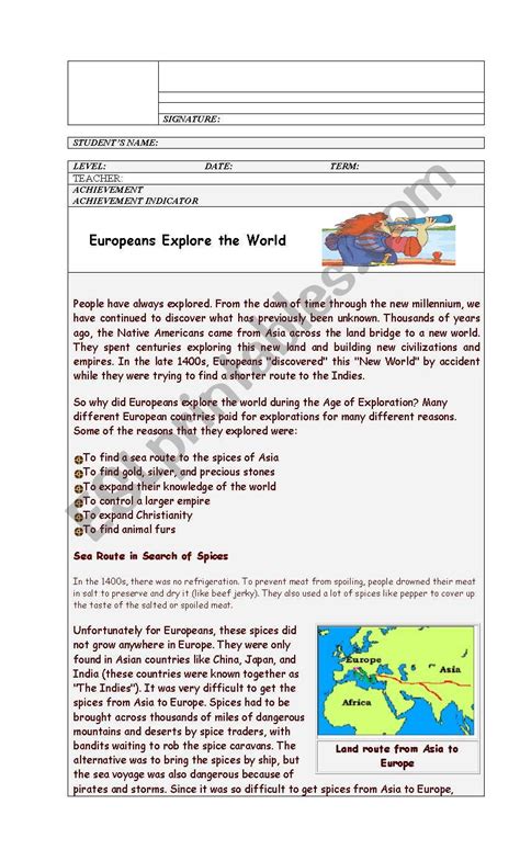 Age Of Exploration Worksheet Englishworksheet My Id