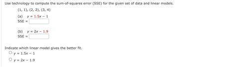 [solved] use technology to compute the sum of squares err