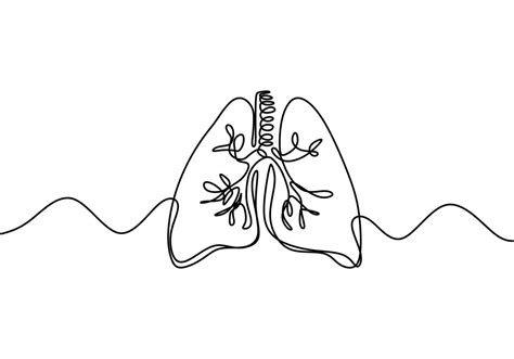 Dessin Au Trait Continu Unique Des Poumons Illustration D Une Ligne D