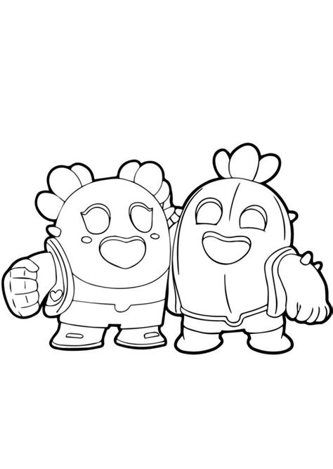 Coloriage Spike avec Spike Sakura de Brawl Stars dessin gratuit à imprimer