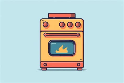 Ilustraci N De Dibujos Animados De Un Horno Amarillo Con Fuego En La