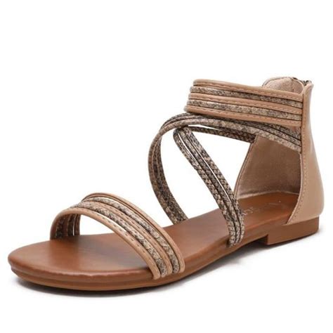 Sandales Femme Plates Été de Plage Confortable Chaussures Bohème Bout