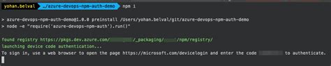 github gsoft inc azure devops npm auth uses the oauth2 device code flow to authenticate
