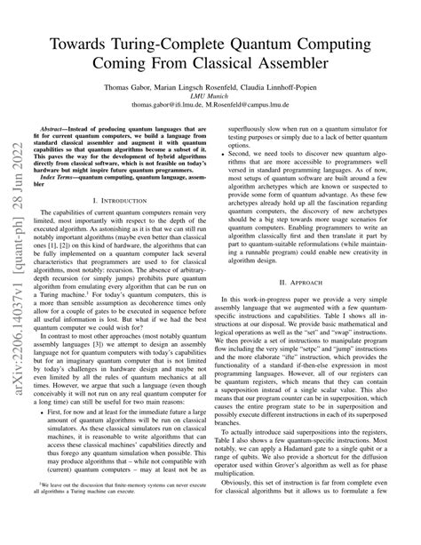 pdf towards turing complete quantum computing coming from classical assembler