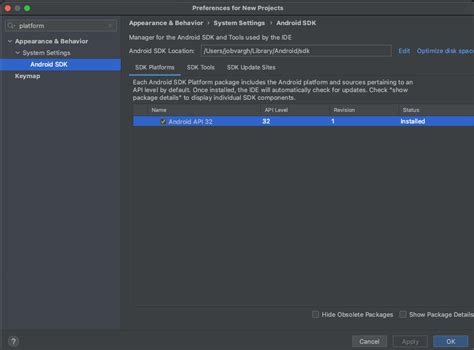 i need to install android api 30 but i cannot see that api in the sdk platform list in android