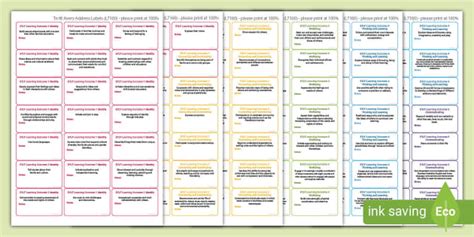 EYLF Learning Outcomes Templates Assessment Stickers