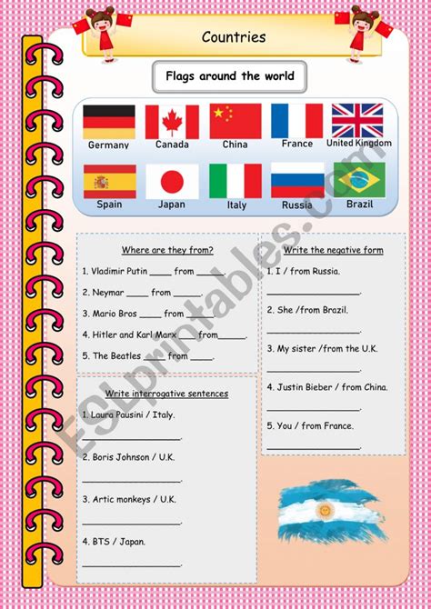 Countries Esl Worksheet By Zettakai