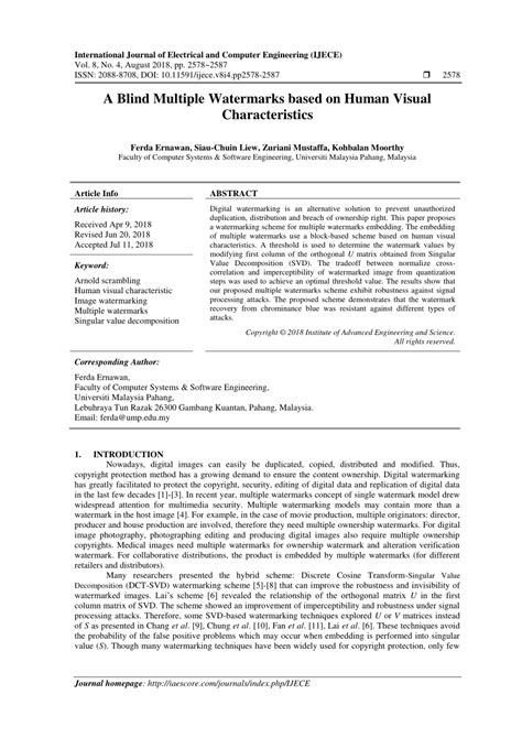 pdf a blind multiple watermarks based on human visual characteristics