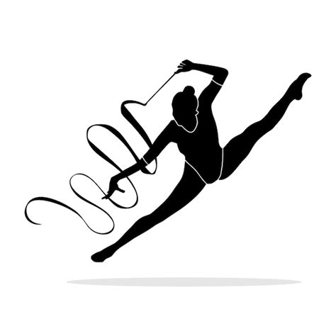 Premium Vector Female Ribbon Rhythmic Gymnastics Silhouette