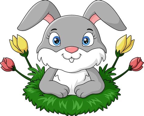 Dessin Anim Mignon Lapin Hors Du Trou Vecteur Premium