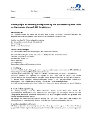 Ausfüllbar Online Einwilligung in Erhebung und Speicherung von